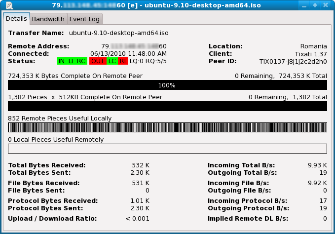 Peer Properties - Tixati